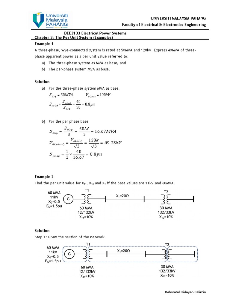 ANswer PU System | PDF | Transformer | Electrical Impedance