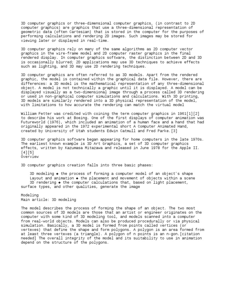 3D Computer Graphics | PDF | 3 D Computer Graphics | Computer Graphics