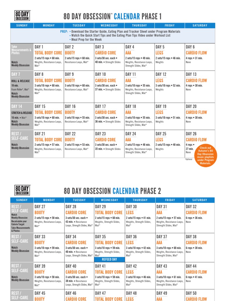 Autumn Calabrese - Calendar 80 Day Obsession | PDF | Sports