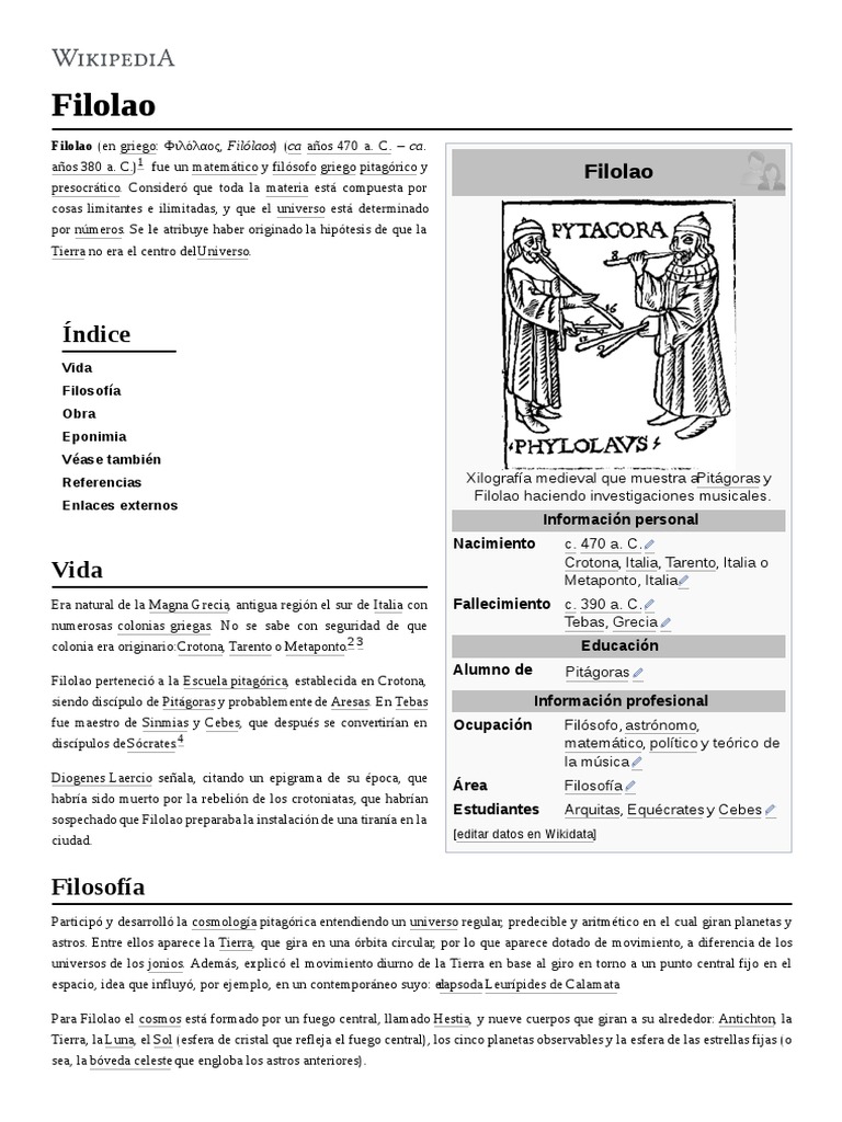Biografia de Filolao | PDF | Science | Ciencia filosófica