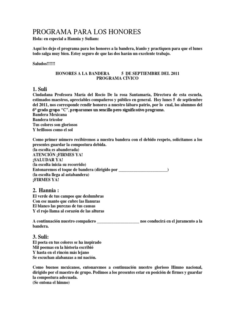 Programa Para Los Honores