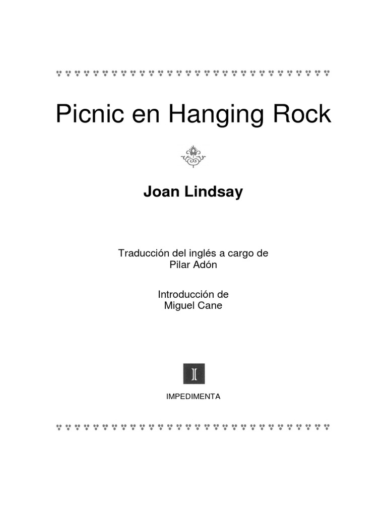 Joan Lindsay Picnic en Hanging Rock | PDF | Verdad | Naturaleza