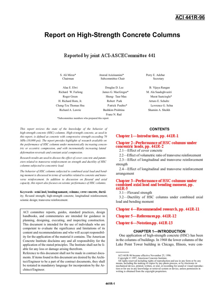 Joint ACI-ASCE Committee 441-ACI 441R-96 - Report On High Strength ...
