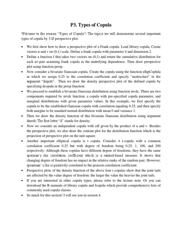 P3 Types of Copula | PDF | Degrees Of Freedom (Statistics) | Normal ...