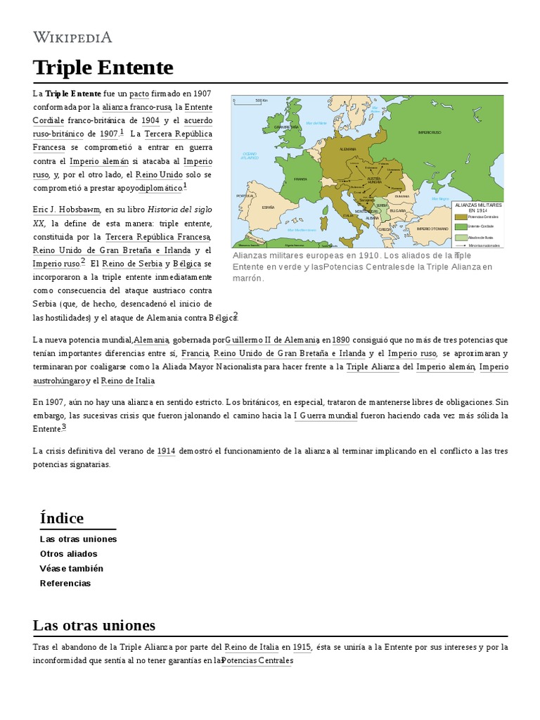 Definición y características de la Triple Entente | PDF | Conflictos ...