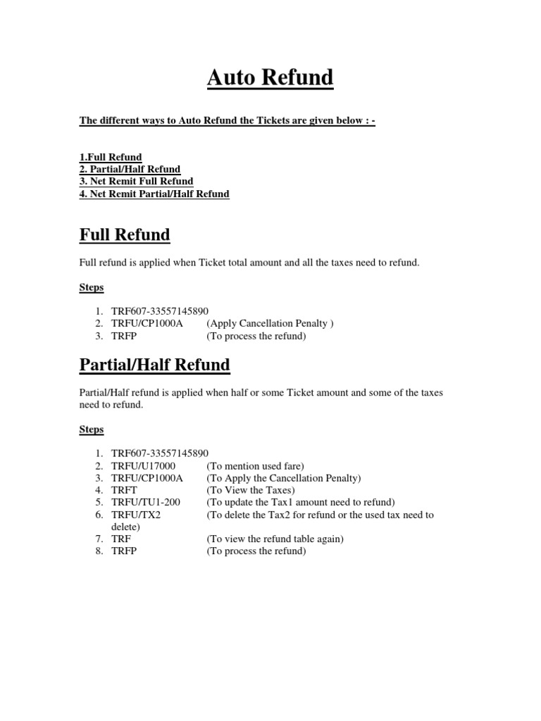 Amadeus Auto Refund Procedures | PDF | Computing | Business