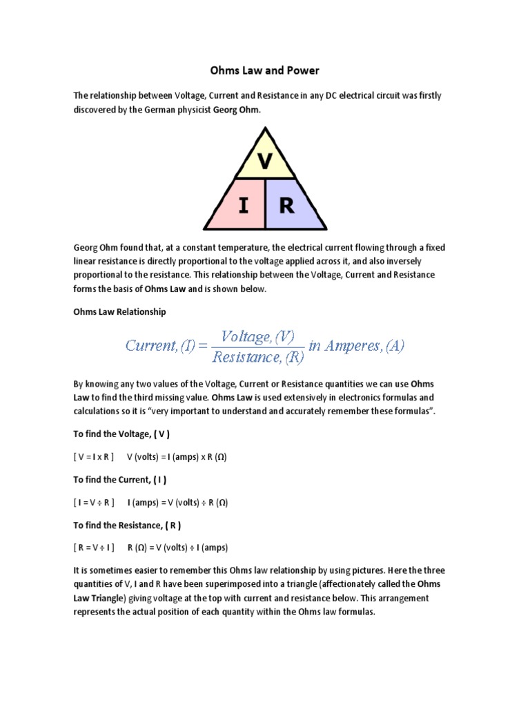 Ohms Law and Power | PDF | Power (Physics) | Kilowatt Hour