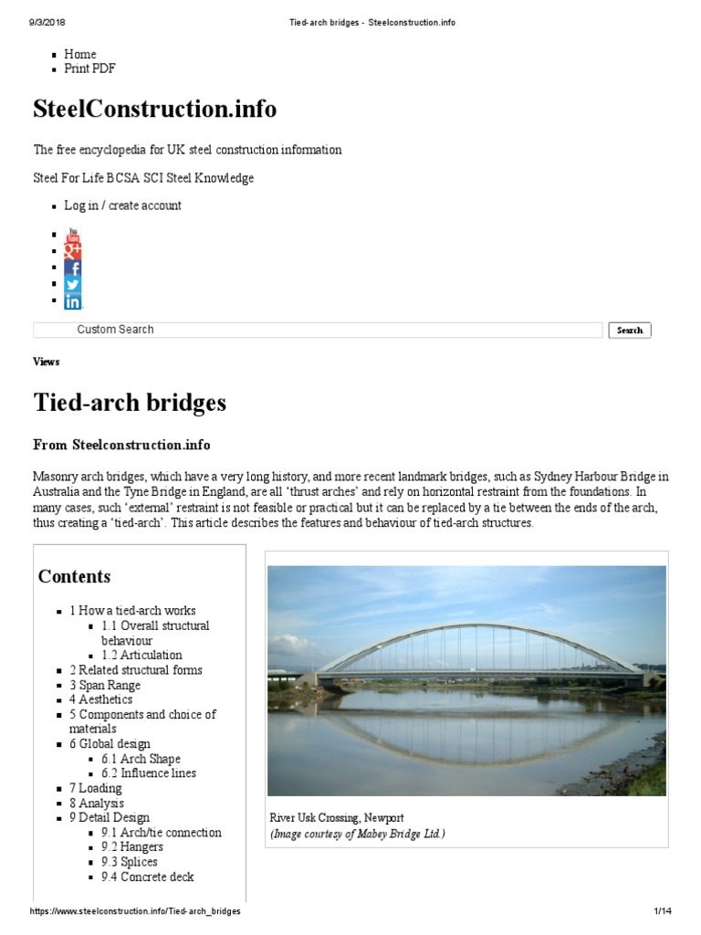 Tied-Arch Bridges: Design and Benefits | PDF | Beam (Structure) | Bending