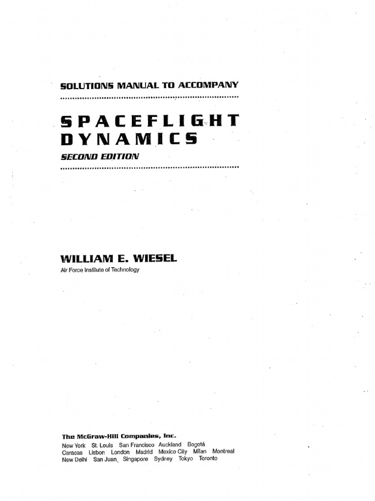 (LIVRO) Spaceflight Dynamics - Soluções (2nd Edition) (Wiesel) | PDF