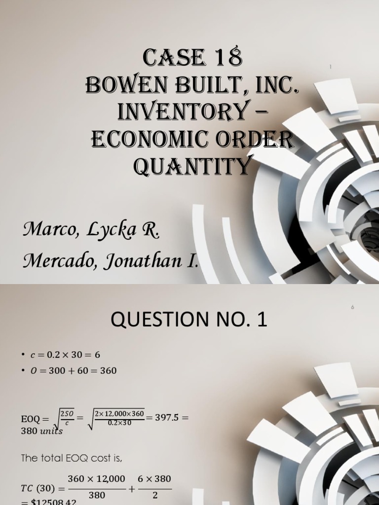 Bowen Built, Inc. | PDF | Inventory | Percentage