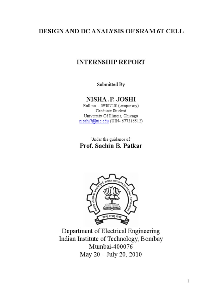 Report Sram 6t Cell Design Analysis Nisha 1306184446 Pdf Computer Data Storage Random