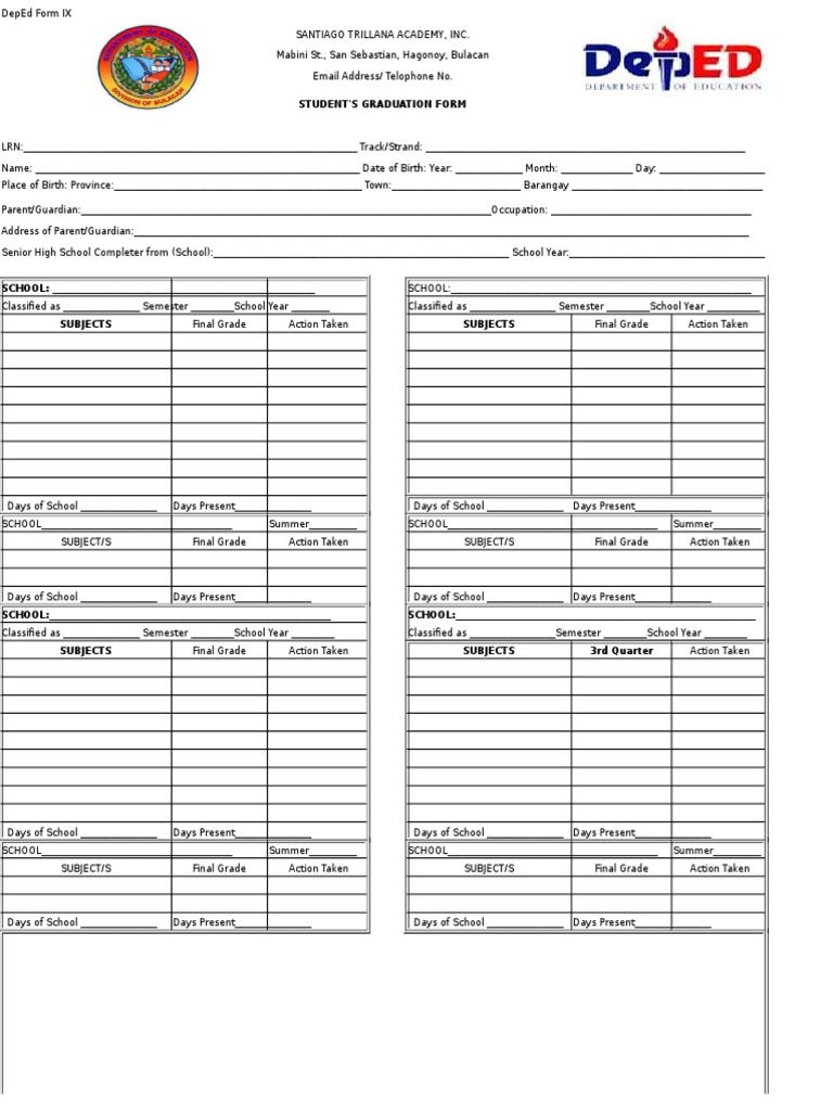 DepEd Form IX Revised | PDF | Educational Institutions | Schools