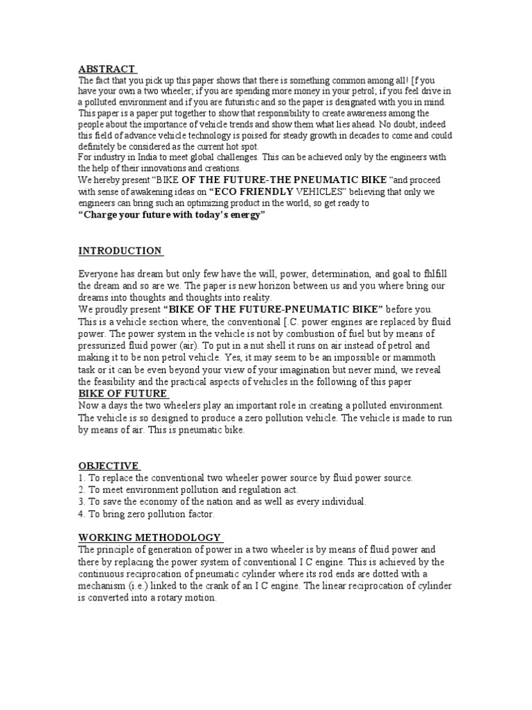 Pneumatic Bike | PDF | Engines | Rotating Machines