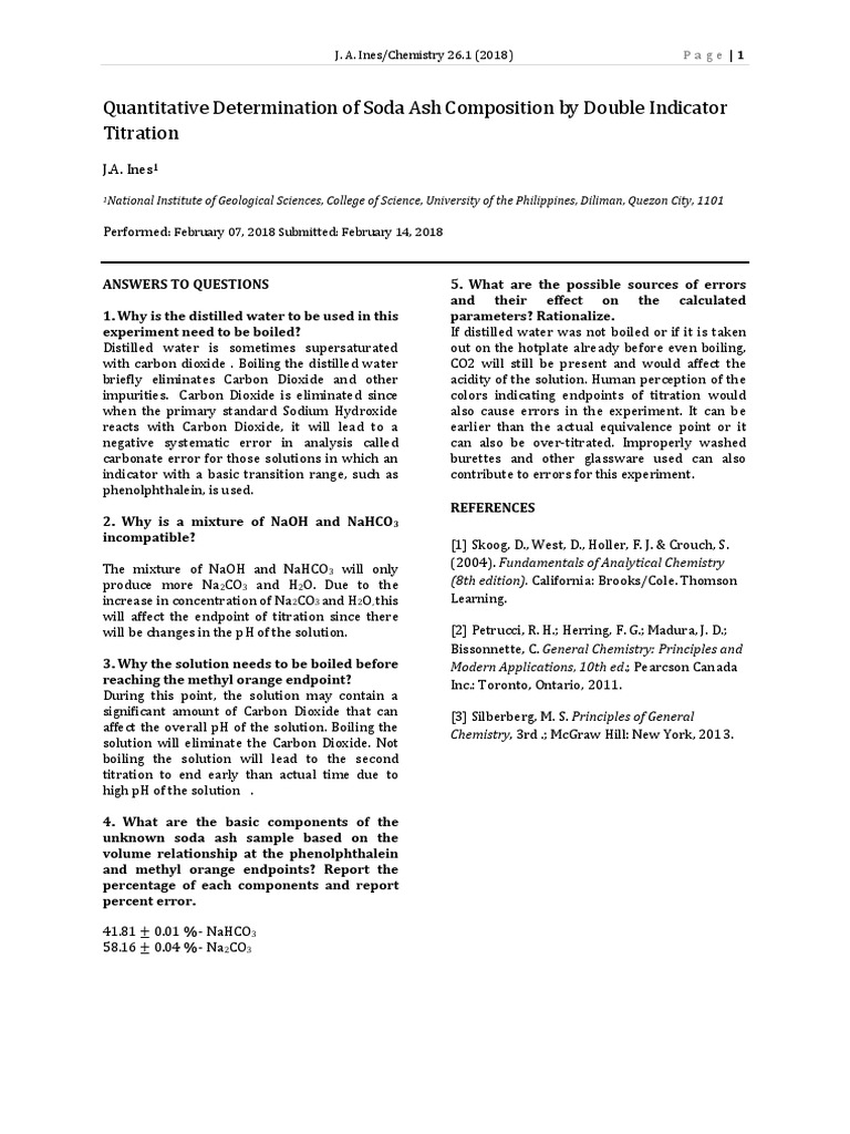Chem26.1 ATQ6 Double Indicator Titration | PDF | Titration | Chemistry