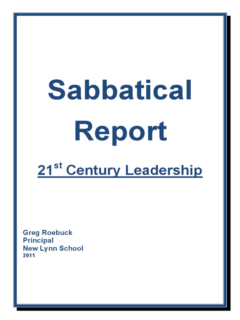 Greg Roebuck Sabbatical Report | PDF | Teachers | Leadership