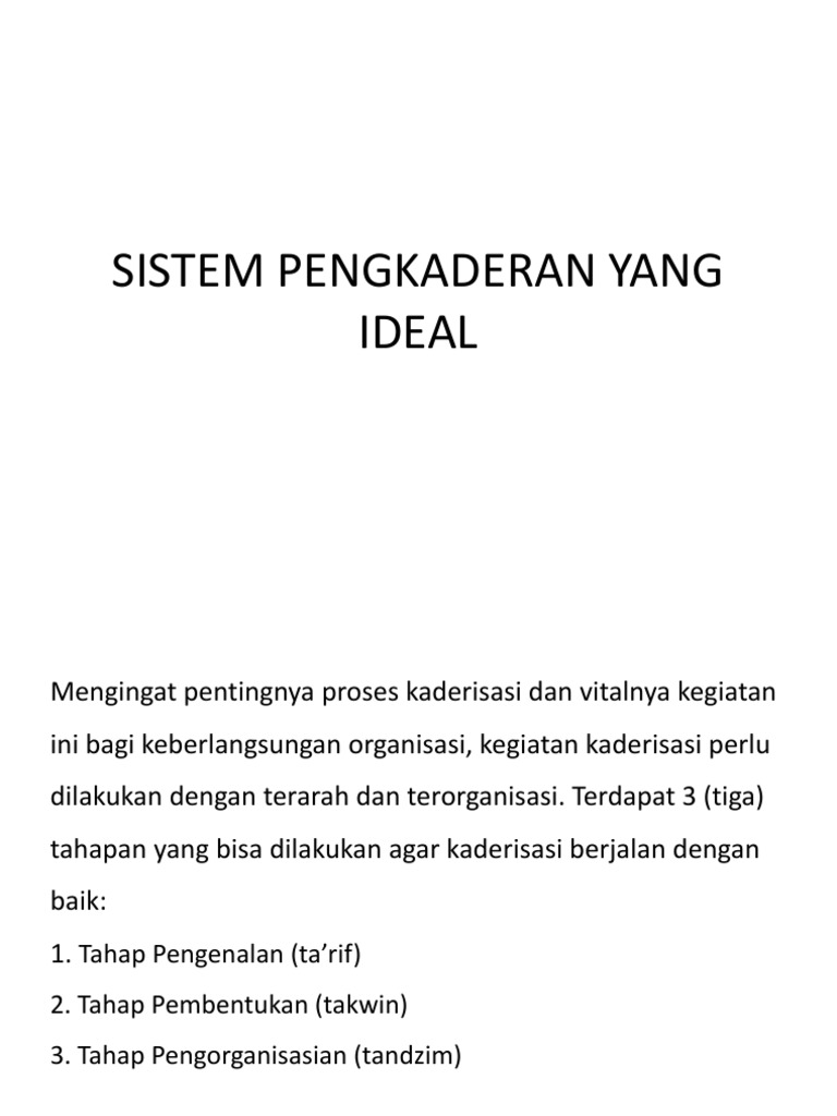 Sistem Pengkaderan Yang Ideal | PDF