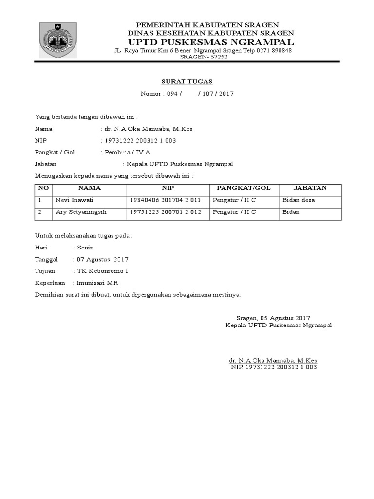 Surat Tugas MR | PDF