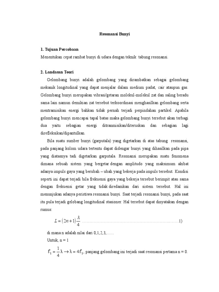 Resonansi Bunyi | PDF | Metode & Bahan Ajar