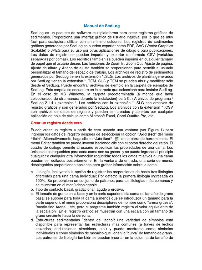 Manual de SedLog | PDF | Ventana (informática) | Point and Click