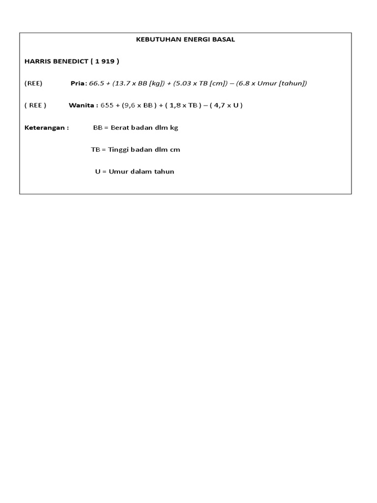 Rumus Haris Benedict | PDF
