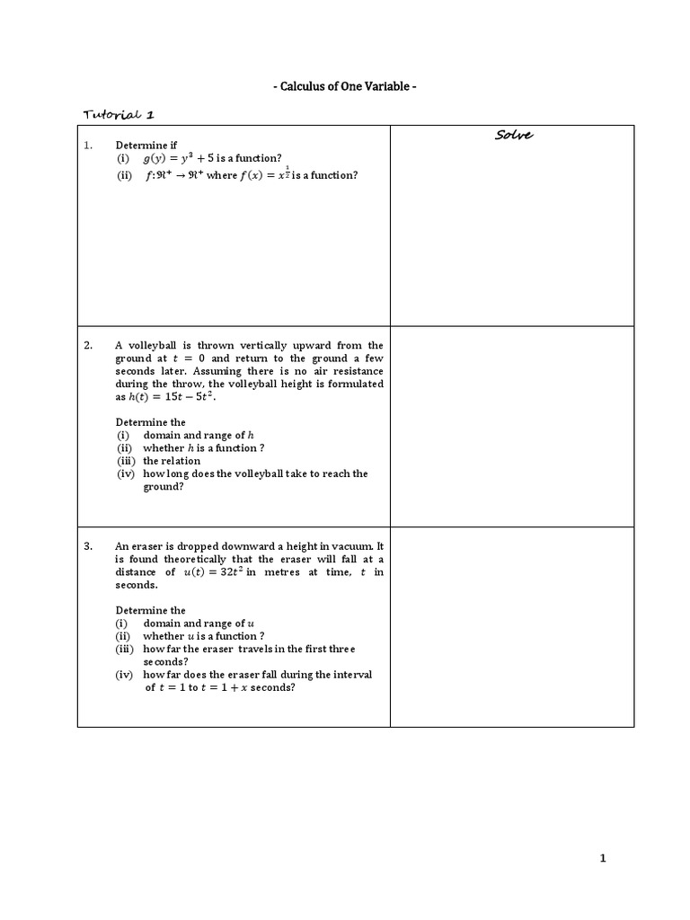Calculus of One Variable Functions and Graphs Tutorial | PDF | Function ...