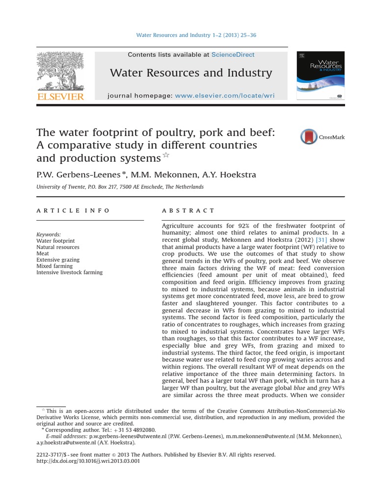 Water Footprint of Meat: Poultry, Pork, Beef | PDF | Water Use | Meat