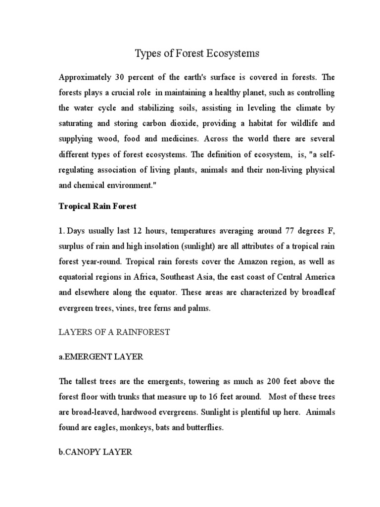 Overview of Forest Ecosystem Types | PDF | Habitat | Forests