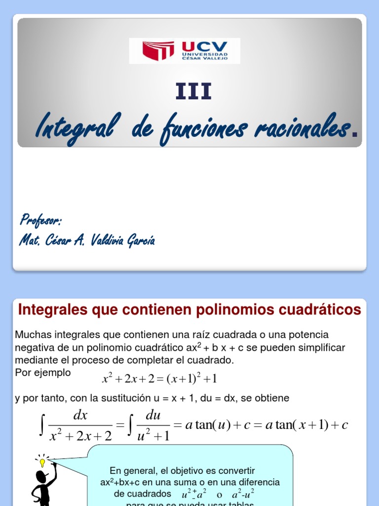 Integrales de Funciones Racionales | PDF | Integral | Fracción ...