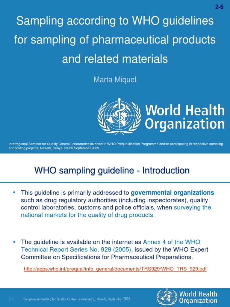 WHO Sampling Guidelines for Pharmaceuticals | PDF | Sampling ...