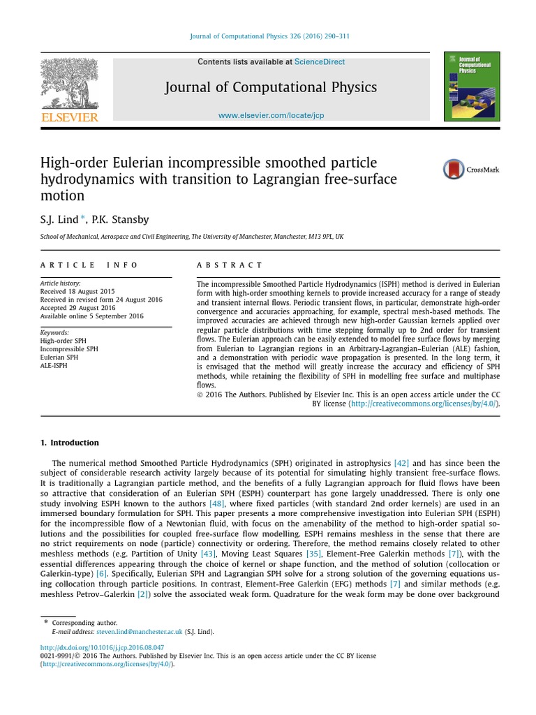 High Order Eulerian Incompressible Smoothed Particle Hydrodynamics With Transition To Lagrangian
