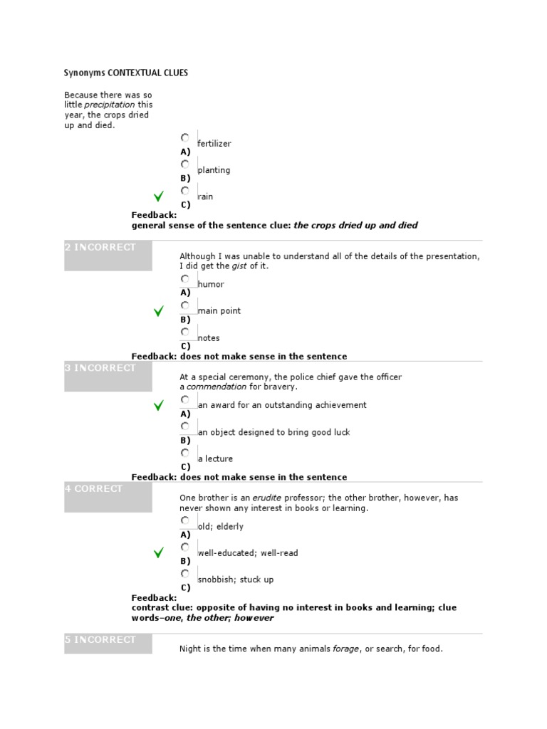 Synonyms CONTEXTUAL CLUES | PDF | Nature