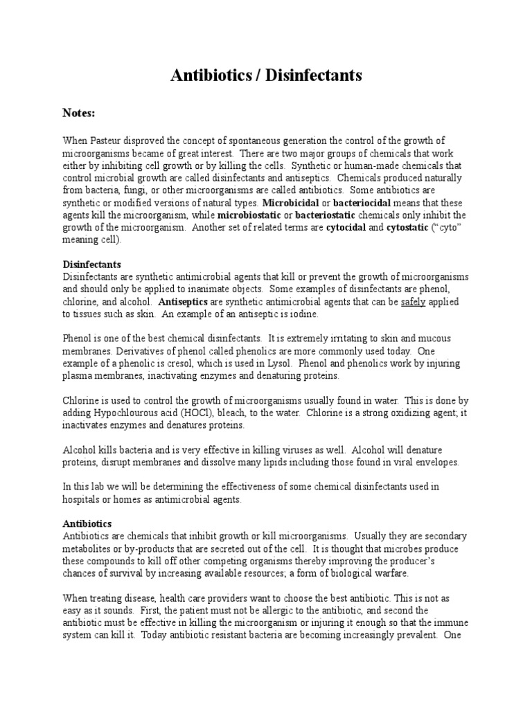 Lab 8 Antibiotics | Download Free PDF | Antibiotics | Disinfectant