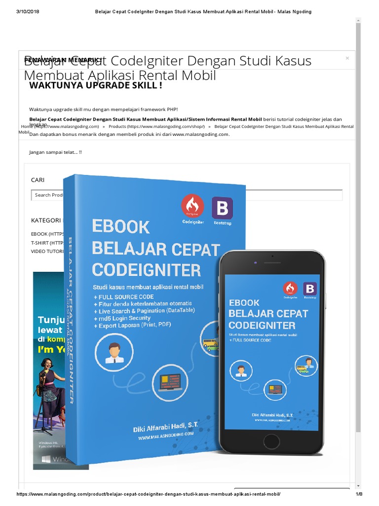 Belajar Cepat CodeIgniter Dengan Studi Kasus Membuat Aplikasi Rental Mobil - Malas Ngoding | PDF