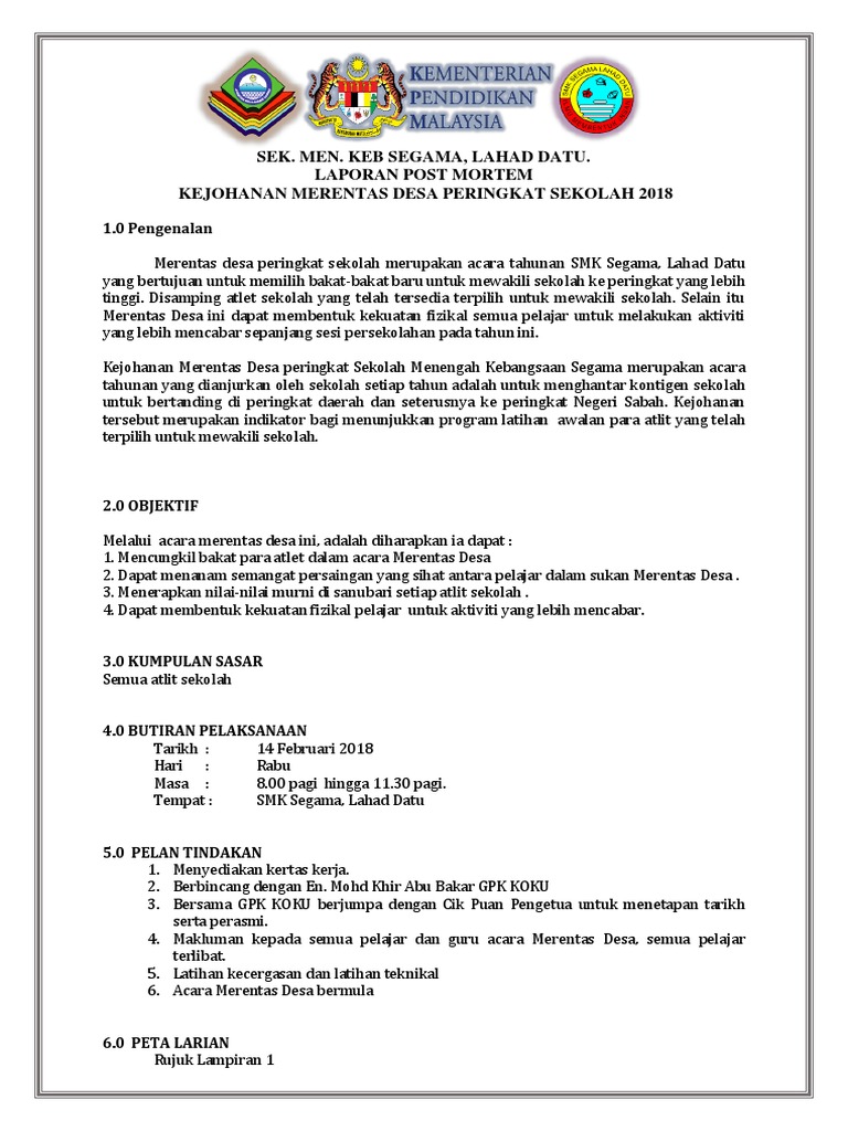 Laporan Merentas Desa SMK Segama 2018 | PDF
