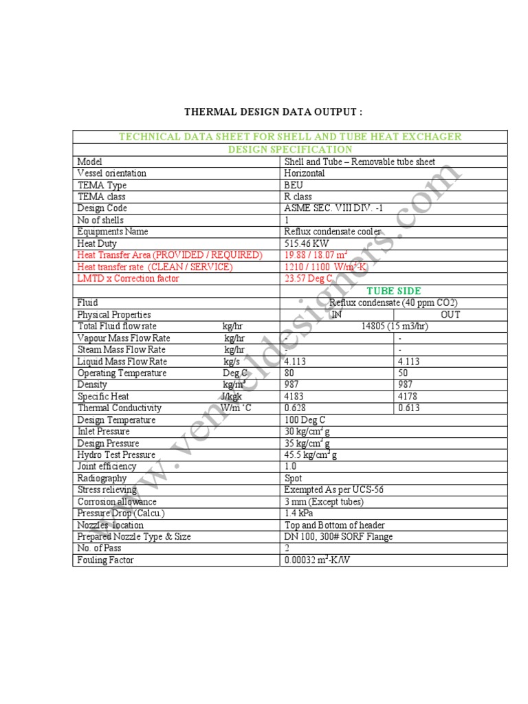 Heat Exchanger - Preliminary Data Sheet | PDF | Heat Exchanger | Flow ...