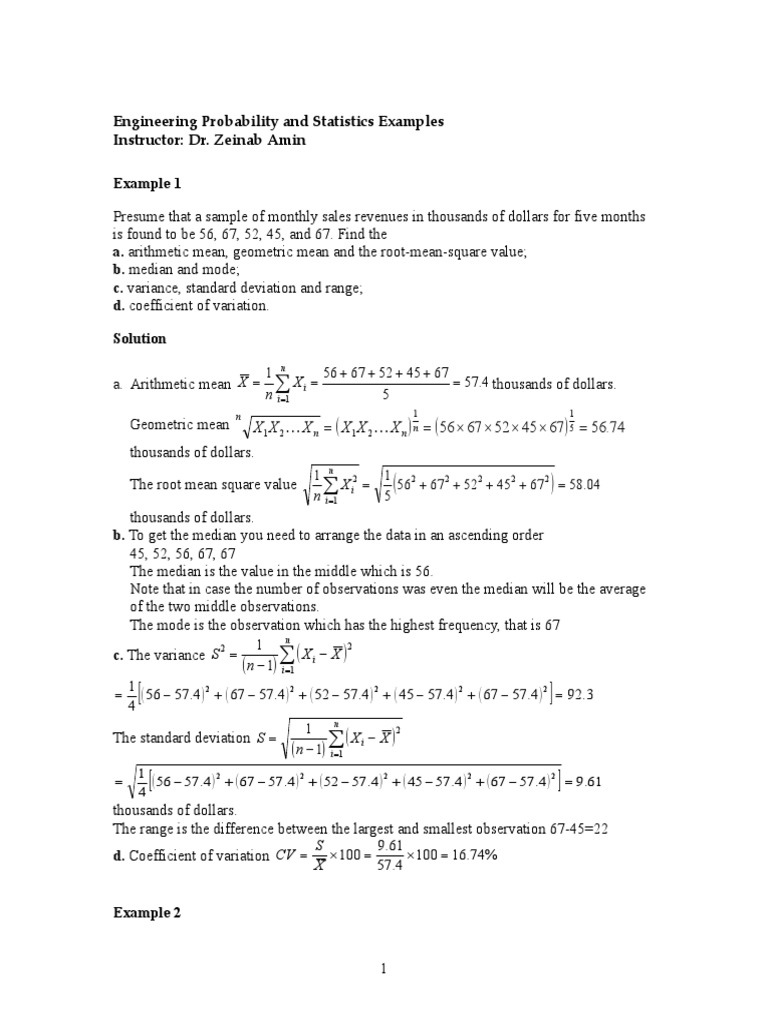 FE Examples Prob.&Stat. July22 09 | PDF | Confidence Interval ...