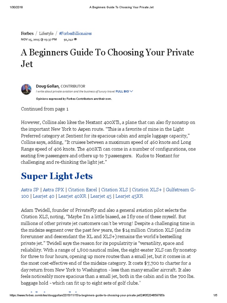 A Beginners Guide To Choosing Your Private Jet | PDF | Aviation | Aircraft