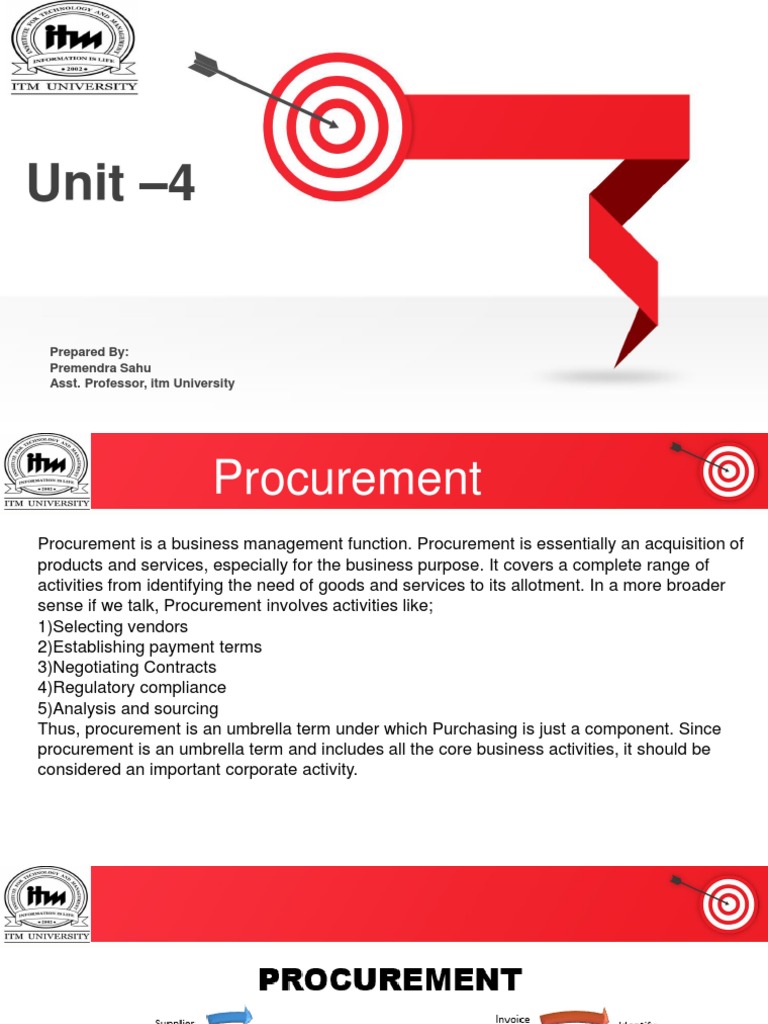 Unit 4 | PDF | Procurement | Supply Chain