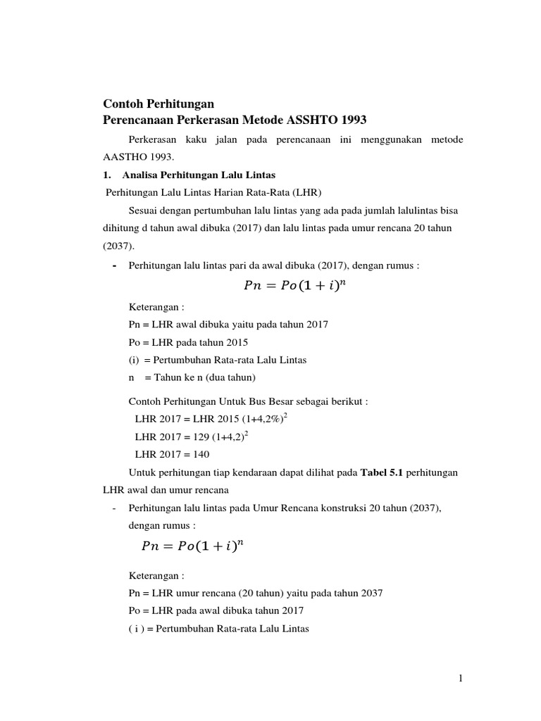Modul Contoh Hitungan Rigid AASHTO 1993 | PDF