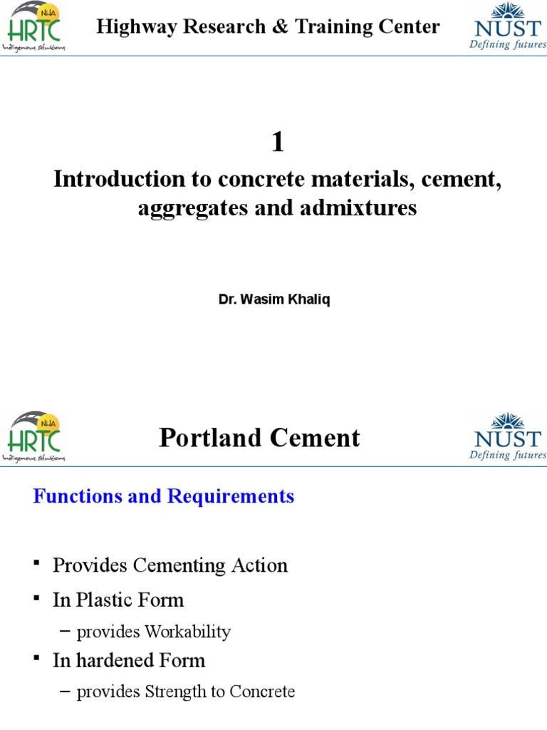 Introduction To Concrete Materials, Cement, Aggregates and Admixtures ...