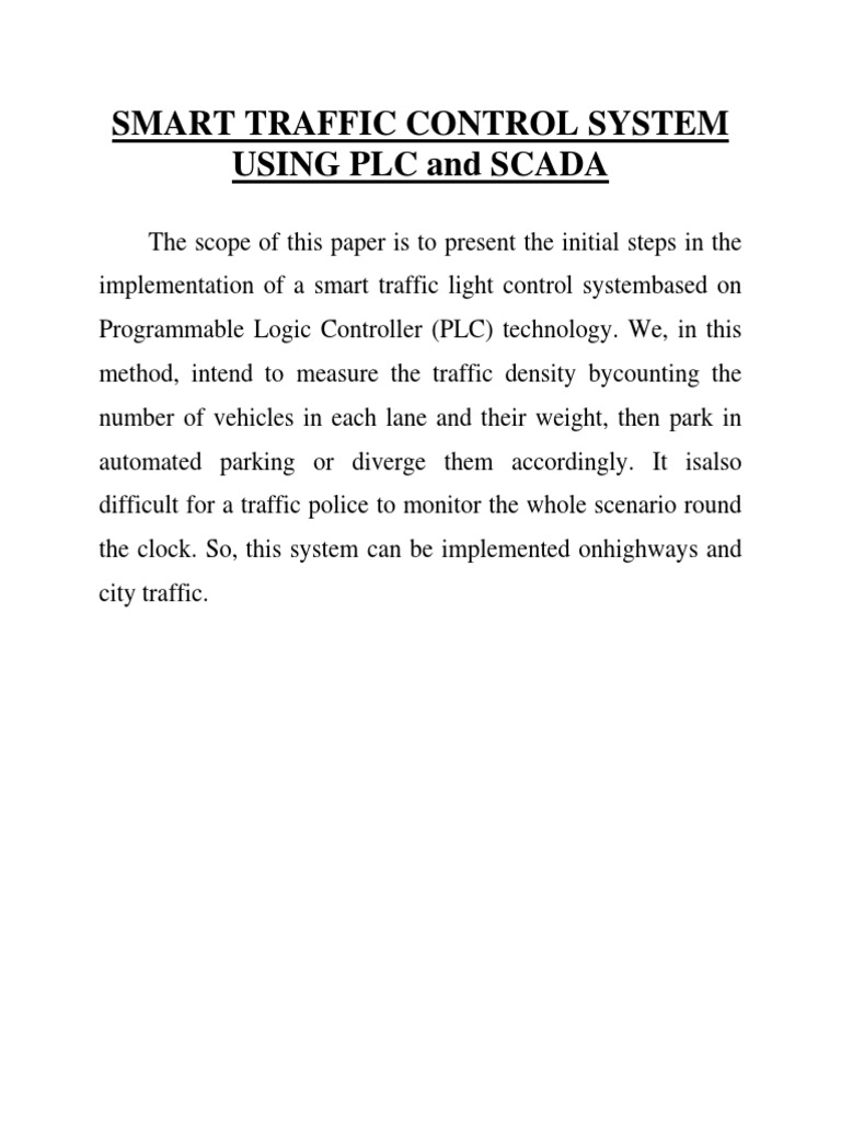 Smart Traffic Control System Using PLC and Scada | PDF