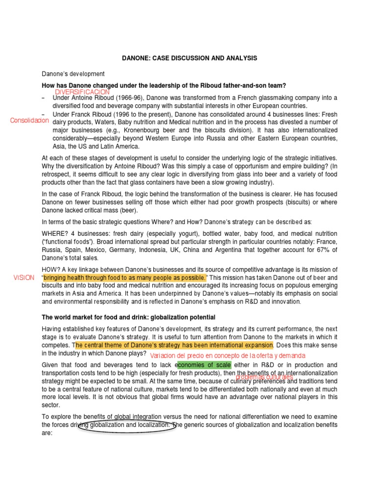Danone Pdf Competitive Advantage Strategic Management