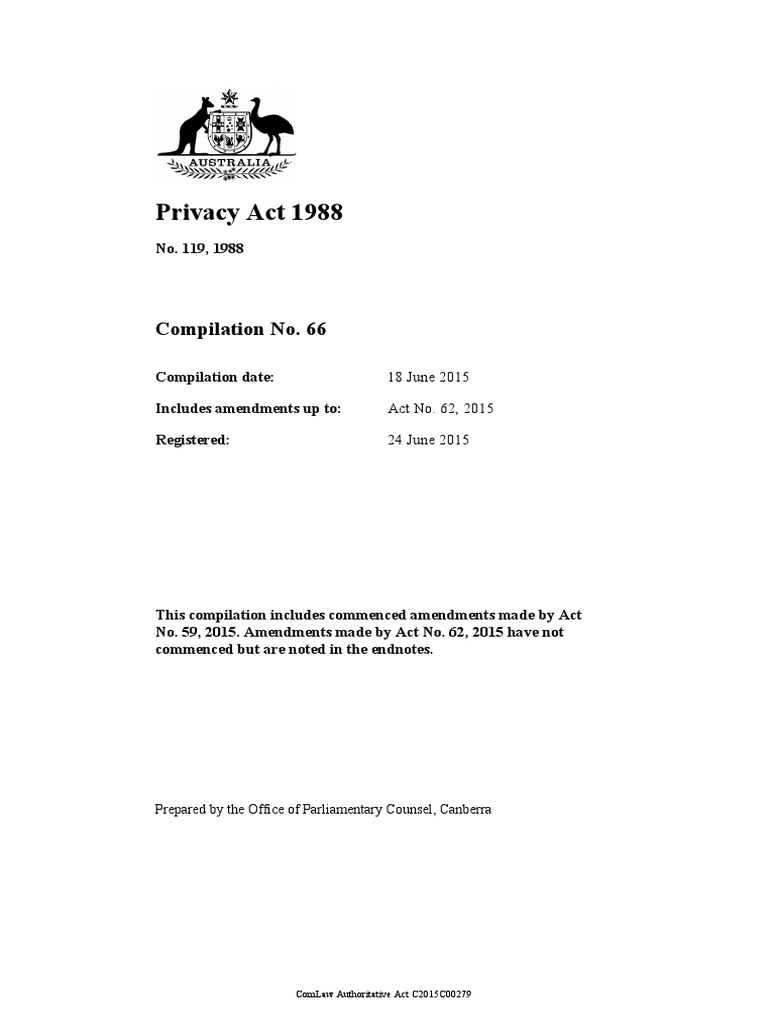 Australian Privacy Act 1988 | PDF | Credit History | Privacy