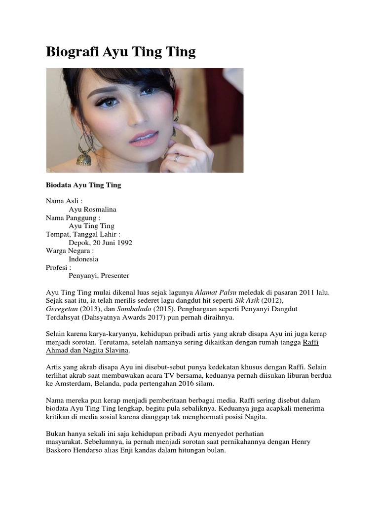 Biografi Ayu Ting Ting | PDF