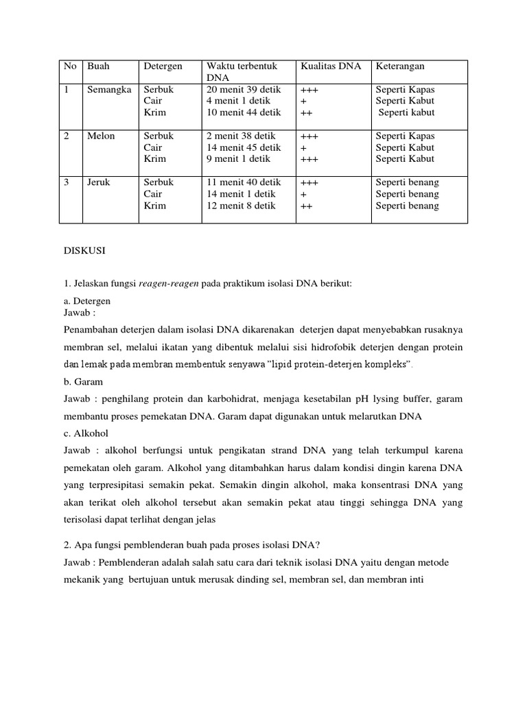 Isolasi DNA Buah: Metode dan Analisis | PDF