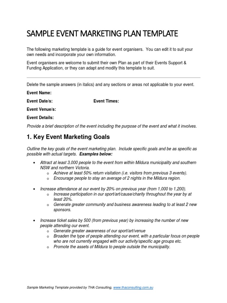 Events Marketing Plan Template | PDF | Advertising | Mass Media