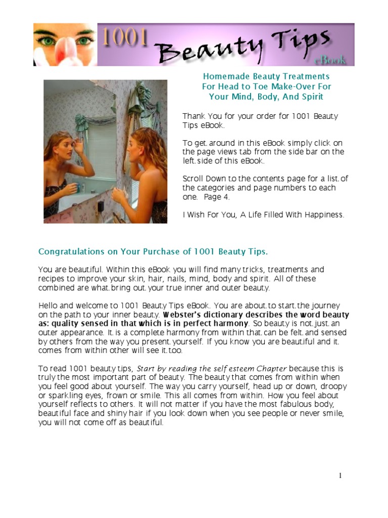 1001 Beauty Tips Ebook | PDF | Cosmetics | Teaspoon