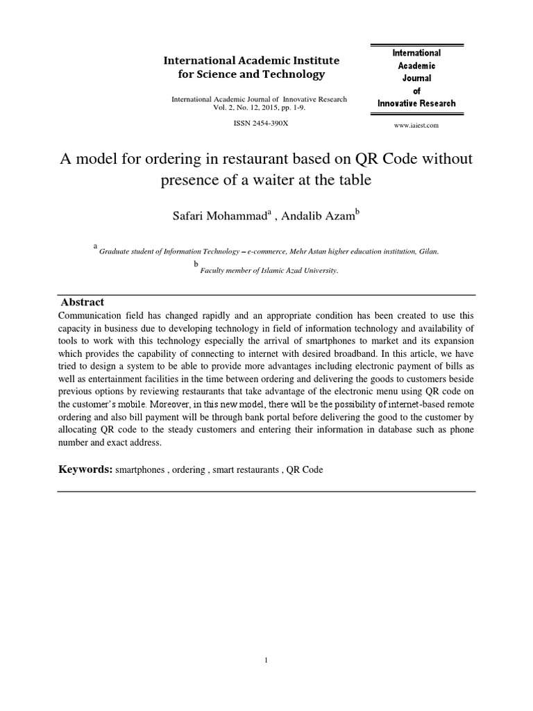 Ordering System Pdf Qr Code Barcode