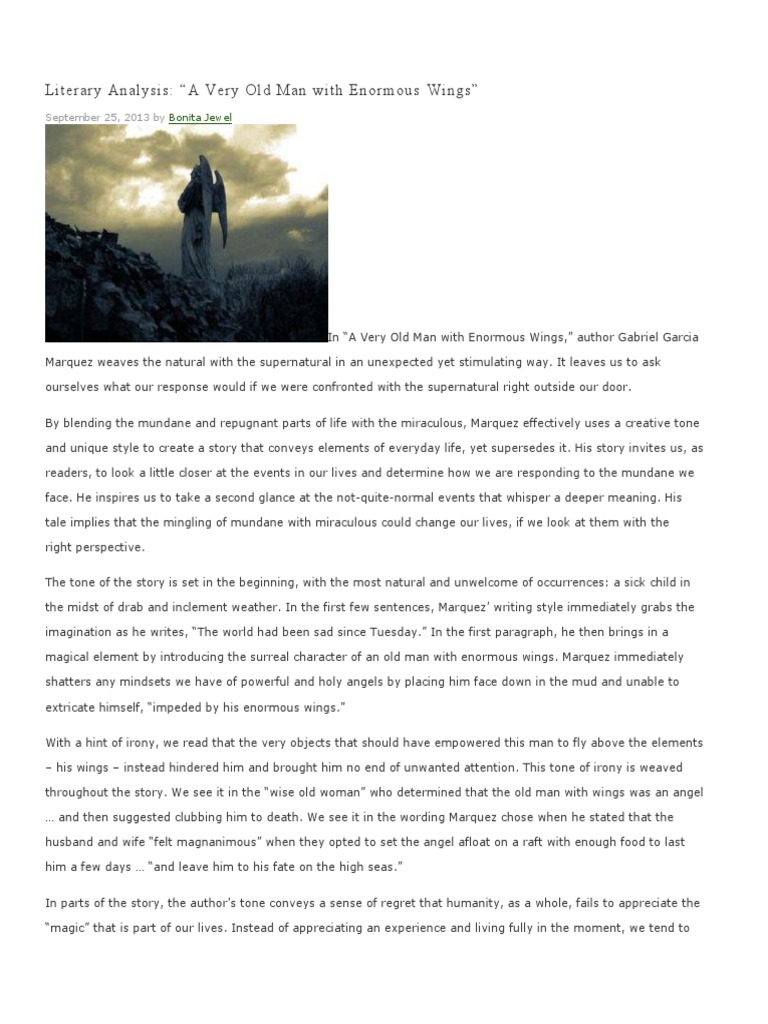 Literary Analysis: "A Very Old Man With Enormous Wings": Bonita Jewel ...