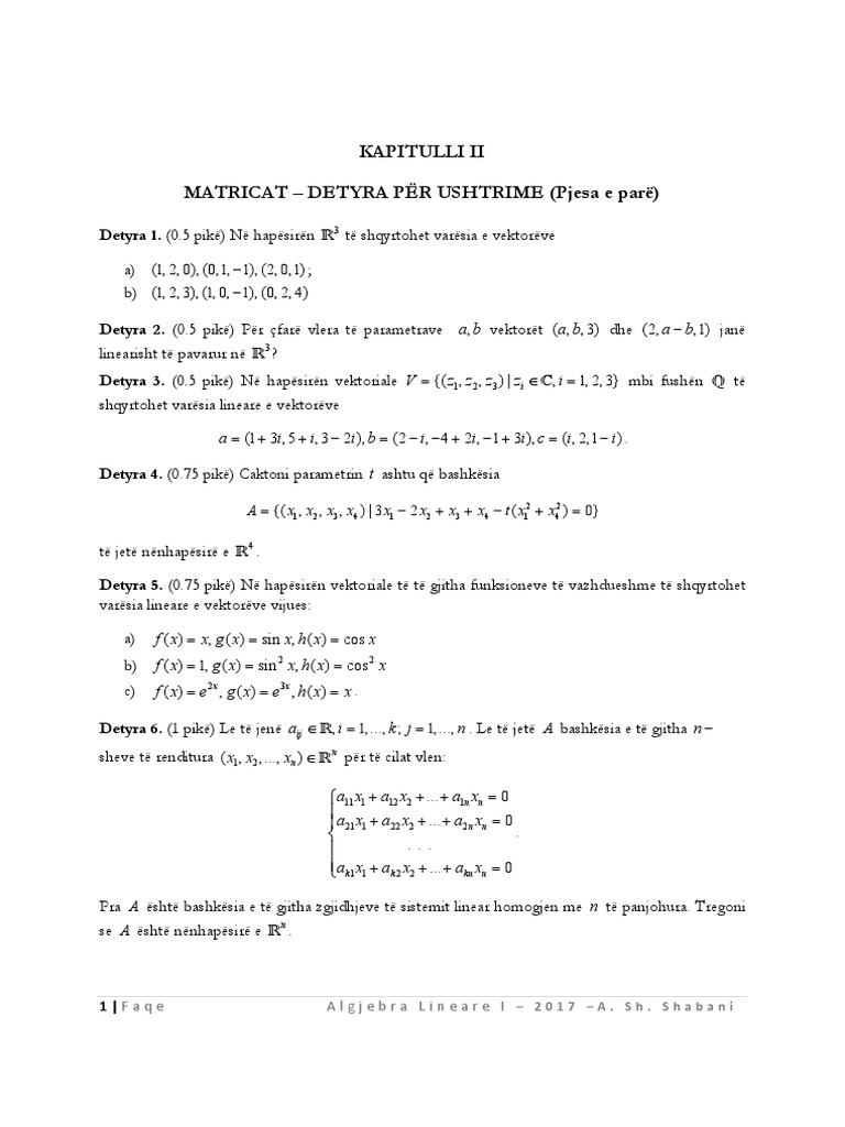 Matricat - Detyra Per Ushtrime | PDF
